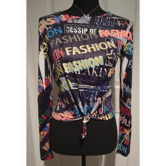 Madrag | Tops | Nwt Madrag Fashion Graffiti Tie Front Shirt | Poshmark